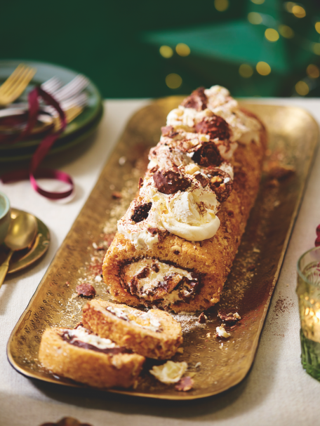 Chocolate and hazelnut roulade