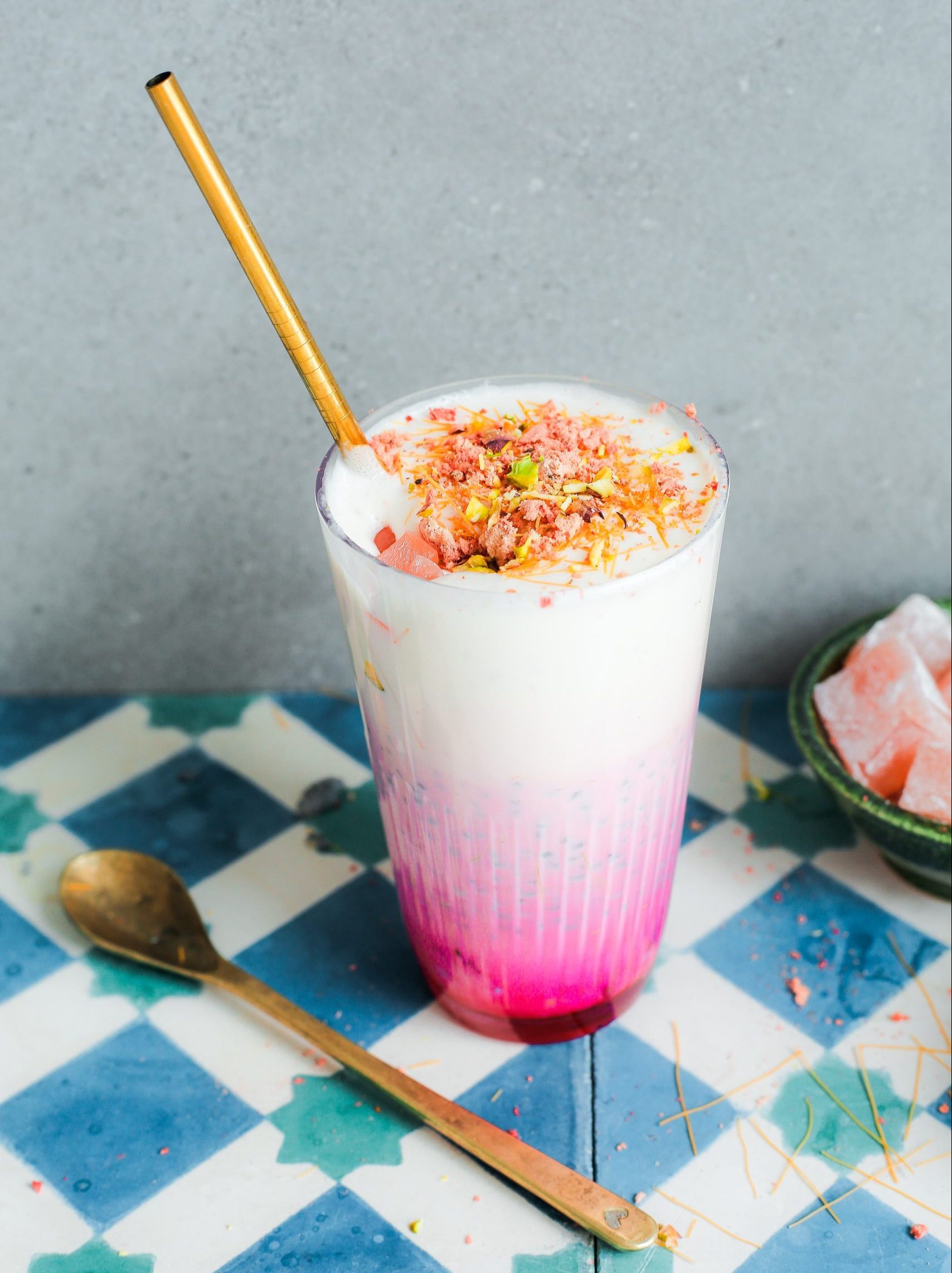 Delicious strawberry cheesecake falooda